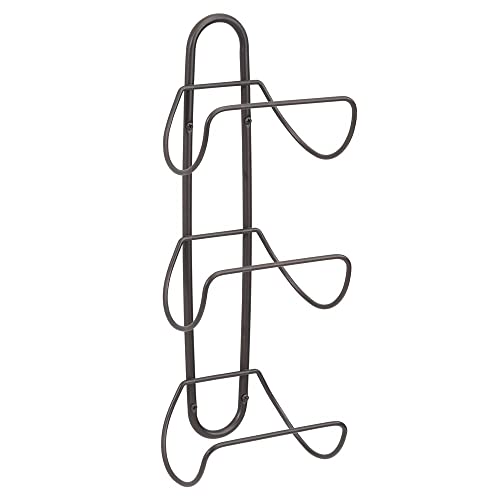 mDesign Modern Decorative Metal 3-Level Wall Mount Towel Rack Holder and Organizer for Storage of Bathroom Towels, Washcloths, Hand Towels - 2 Pack - Bronze