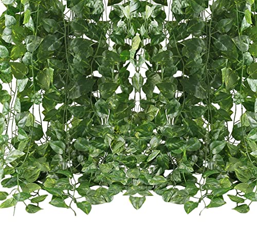 GTIDEA Fake Vines 24 Strands 168 Feet Artificial Ivy Garland Fake Ivy Leaves Hanging Plants Backdrop for Home Bedroom Jungle Theme Party Garden Outdoor Wedding Wall Room Decor