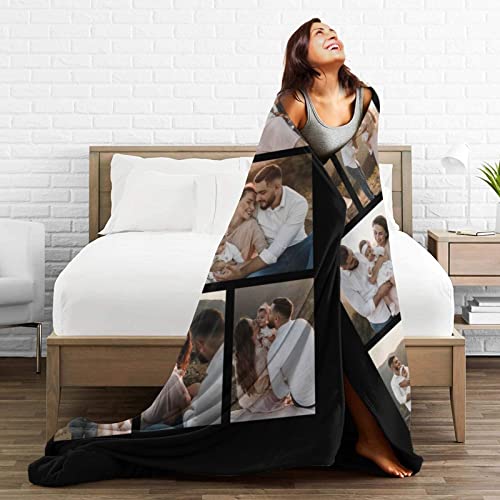 Custom Blankets, Personalized Picture Blanket With Photos Text ,Customized Throw Blanket Gift For Mother Father Friends Birthday Christmas Halloween Fathers Mothers Valentines Day GiftPHOTO 07