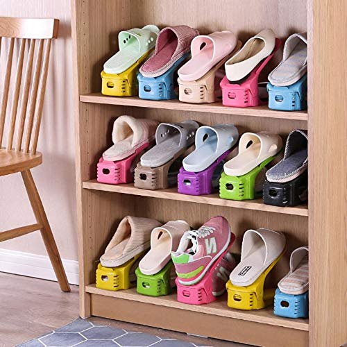 ZXD ZHEXUNDIAN Durable Adjustable Shoe Organizer for Closet, 50% Space-Saving Storage Rack Holder (Color : E)