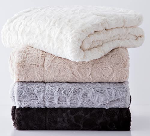 Extra Warm Faux Fur Throw Blanket for Couch & Bed - Super Soft Faux Fur Blanket & Throw for Sofa - Black Perfect Double Sided Fluffy Woven Throw Soft Blanket