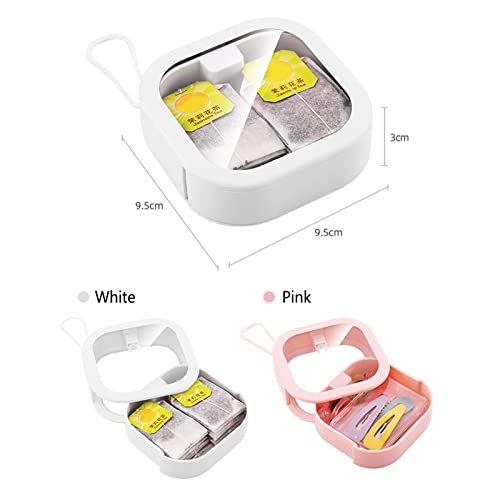 Cotton Swab Ball Holder Jar Hair Tie Organizer Portable Travel Earphone Holder Multi-functional Plastic Container Dispenser Box for Bathroom Home Storage Organizer