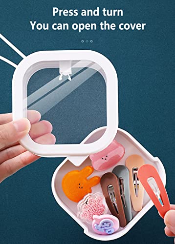 Cotton Swab Ball Holder Jar Hair Tie Organizer Portable Travel Earphone Holder Multi-functional Plastic Container Dispenser Box for Bathroom Home Storage Organizer