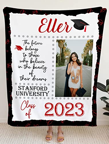 Custom Class of 2023 Graduate Blanket, Personalized Senior 2023 Name Photo School Graduations Throws Blankets, Personalized Graduation Blanket, Personalized Graduation 2023 Blanket with Photo