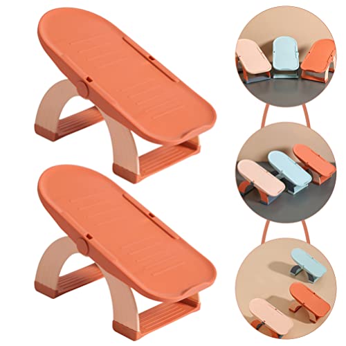 DOITOOL Storage Slots Organizer Stacker: 3pcs Display Holder Plastic for Sneakers Sandals Closet Organization Orange Stackable Shoe