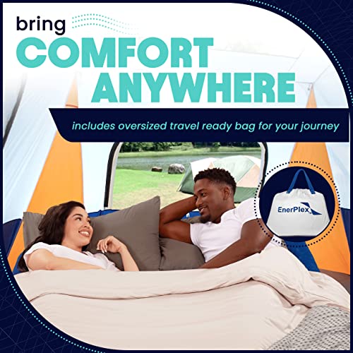 EnerPlex Queen Air Mattress with Built-in Pump - 13 Inch Double Height Inflatable Mattress for Camping, Home & Portable Travel - Durable Blow Up Bed with Dual Pump - Easy to Inflate/Quick Set Up