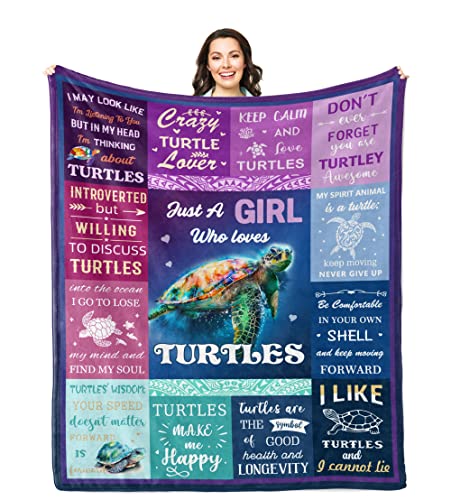 Solzien Turtle Blanket 60"x50", Turtle Gifts, Sea Turtle Gifts for Women, Turtle Ornament, Turtle Gifts for Turtle Lovers, Turtle Ornament, Turtle Birthday Decorations, Turtle Themed Gifts for Women