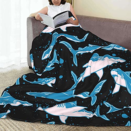 Blue Shark Ultra Soft Fleece Throw Blanket Size Lightweight Sofa/Couch/Living Room/Bed Decor Plush Bed Blankets for Adults and Kids Gifts 50"x40"
