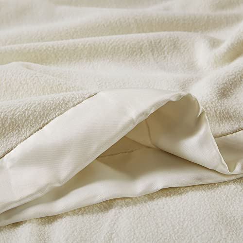 True North by Sleep Philosophy Micro Fleece Luxury Premium Soft Cozy Mircofleece Blanket for Bed, Couch or Sofa, Full/Queen, Ivory