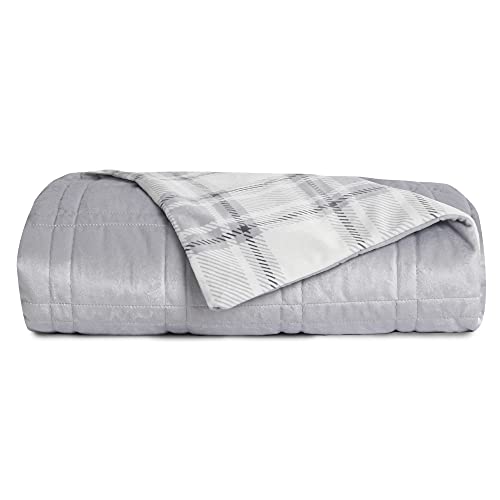 Life Comfort Weighted Blanket Cover (48"x72") Twin Size Microfiber Removable Cover for Duvet or Weighted Blanket, Grey Plaid