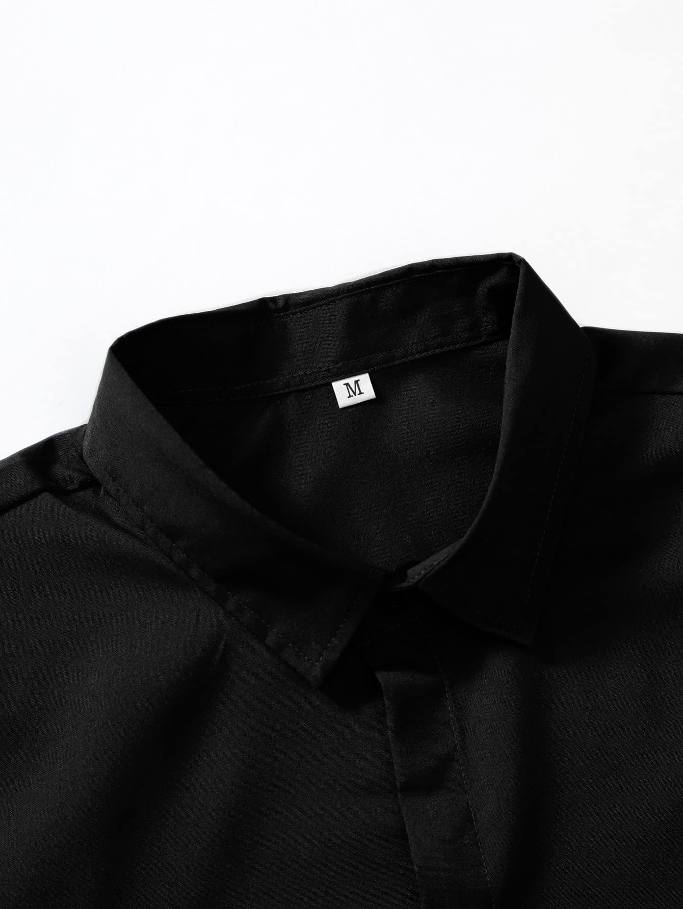 OYOANGLE Men's Graphic Print Japanese Letter Short Sleeve Button Down Shirt Top Black XL