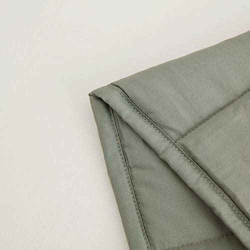 Chezmoi Collection Weighted Blanket 20 lbs 60x80 Inches - Cool Heavy Cotton Blanket with Glass Beads - for Individuals 170-220 lbs - Queen Size, Evergreen Fog