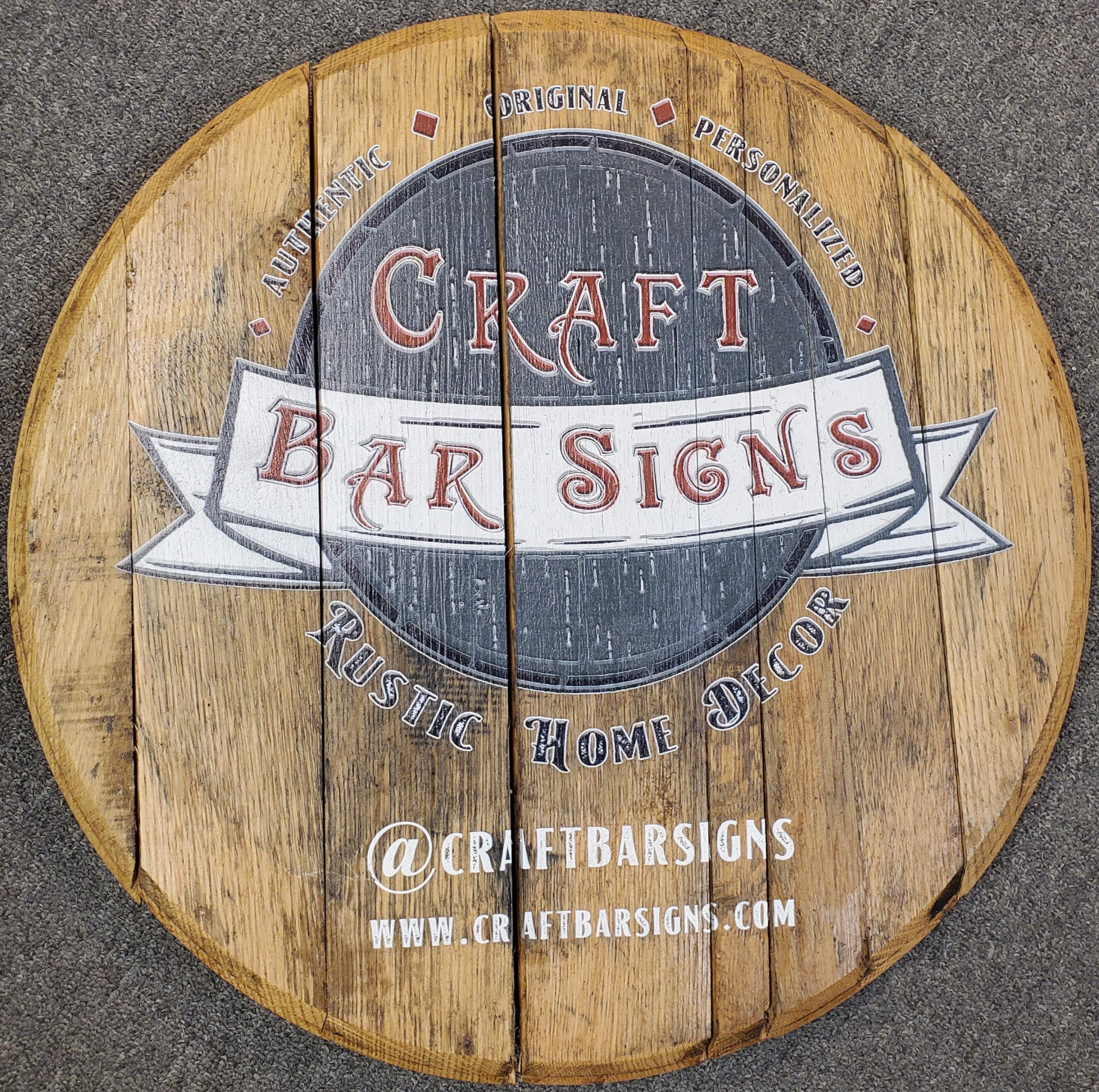 Hotrod Muscle Car Garage Service Station Garage Signs for Men Large Oak Whiskey Barrel Lid Wall Decor