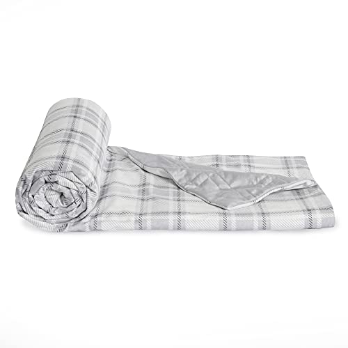 Life Comfort Weighted Blanket Cover (48"x72") Twin Size Microfiber Removable Cover for Duvet or Weighted Blanket, Grey Plaid