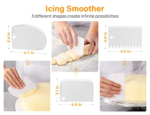 Kootek Aluminium Cake Decorating Turntable, 12 Inch Rotating Cake Stand, 22pcs Baking Supplies Tools with Icing Spatula, Cake Leveler, 3 Icing Smoother, 12 Icing Piping Tips, 2 Pastry Bag