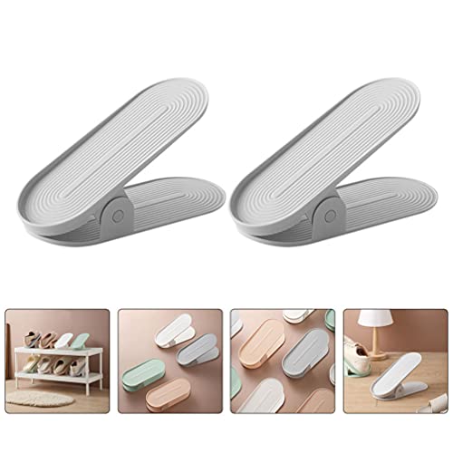 Toyvian Sneaker Holder 2pcs Shoe Slots Rack Adjustable Shoe Stacker Space Saver Double Deck Shoe Rack Holder for Closet Organization Sneaker Shelf