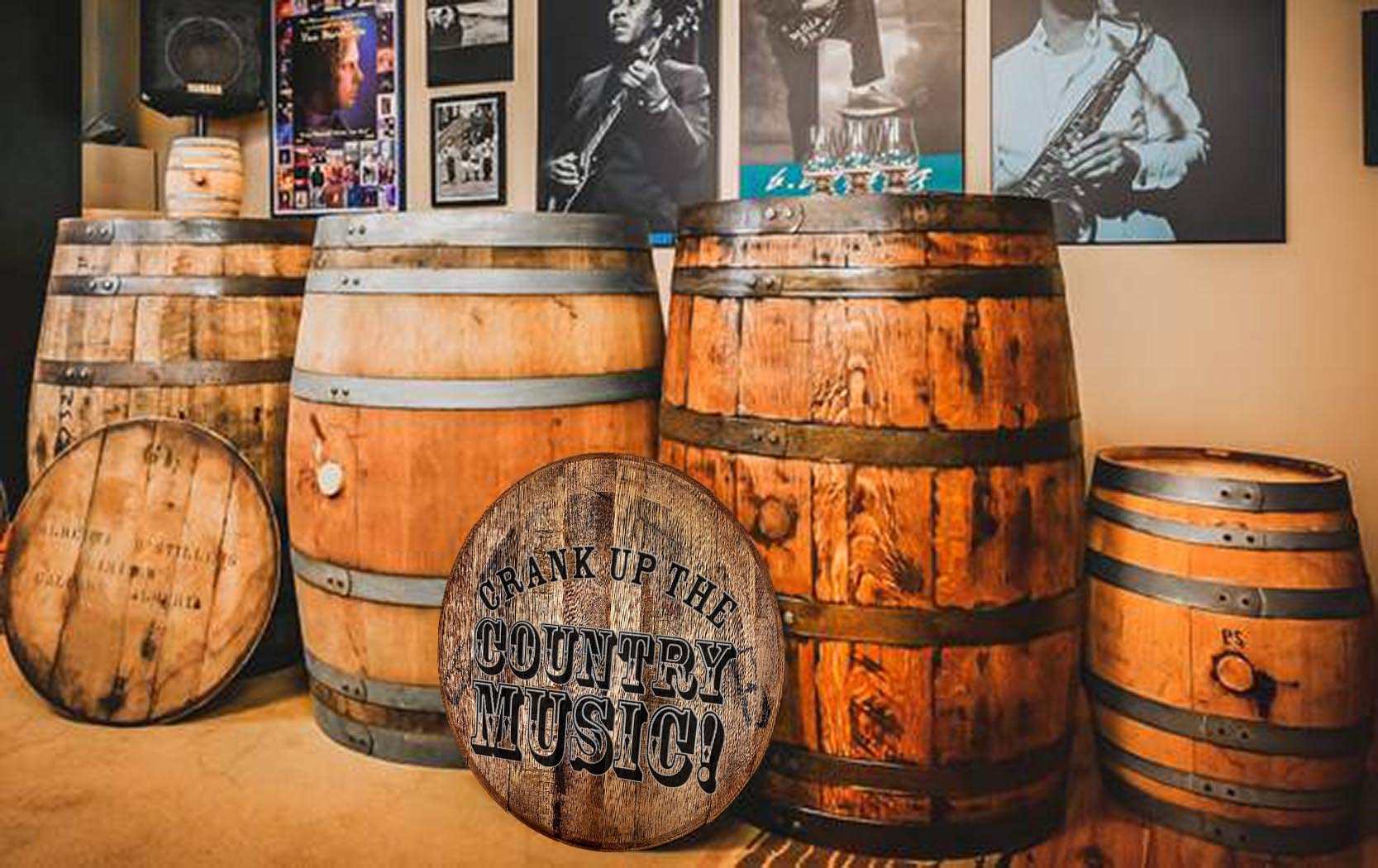 Hotrod Muscle Car Garage Service Station Garage Signs for Men Large Oak Whiskey Barrel Lid Wall Decor