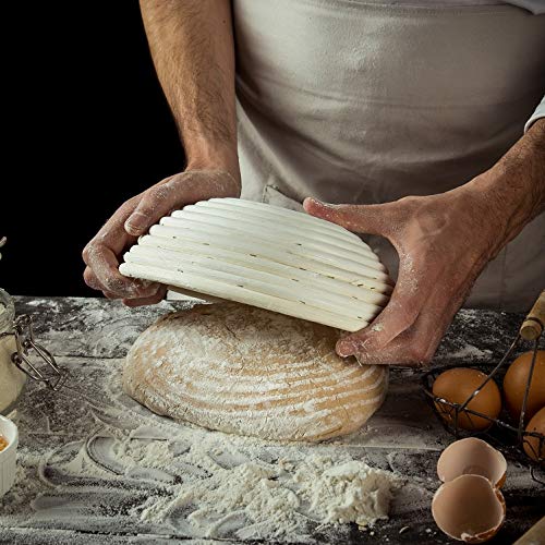 9 inch Round Bread Banneton Proofing Basket & Liner SUGUS HOUSE Brotform Dough Rising Rattan Handmade rattan bowl - Perfect For Artisan