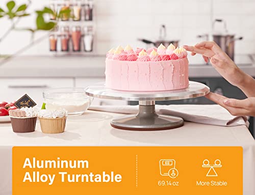 Kootek Aluminium Cake Decorating Turntable, 12 Inch Rotating Cake Stand, 22pcs Baking Supplies Tools with Icing Spatula, Cake Leveler, 3 Icing Smoother, 12 Icing Piping Tips, 2 Pastry Bag