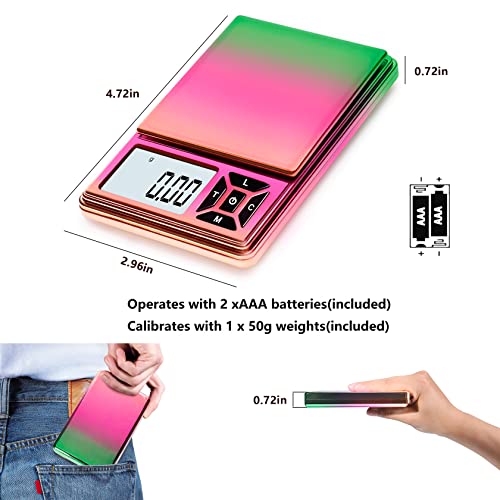 GRAM PRES Digital Pocket Scale 300g/0.01g Accuracy,Small Jewellery Coin Powder Scale Digital Gram and Oz with 50g Cal Weights,Digital Gram Scale