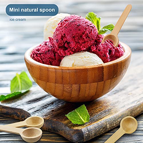 BILLIOTEAM 60 PCS Mini 3 Inch Small Wooden Spoons,Tiny Small Natural Wooden Bath Salt Scoop Tasting Spoon for Salt Seasoning Condiment Spice Sugar Coffee Honey