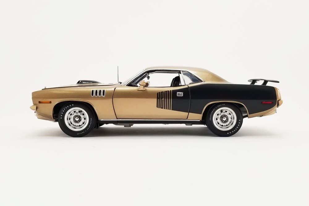 ModelToyCars 1971 Plymouth Hemi Barracuda, Gold Leaf with Black - Acme A1806126-1/18 Scale Diecast Car