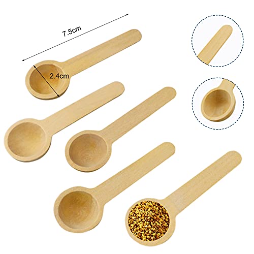 BILLIOTEAM 60 PCS Mini 3 Inch Small Wooden Spoons,Tiny Small Natural Wooden Bath Salt Scoop Tasting Spoon for Salt Seasoning Condiment Spice Sugar Coffee Honey