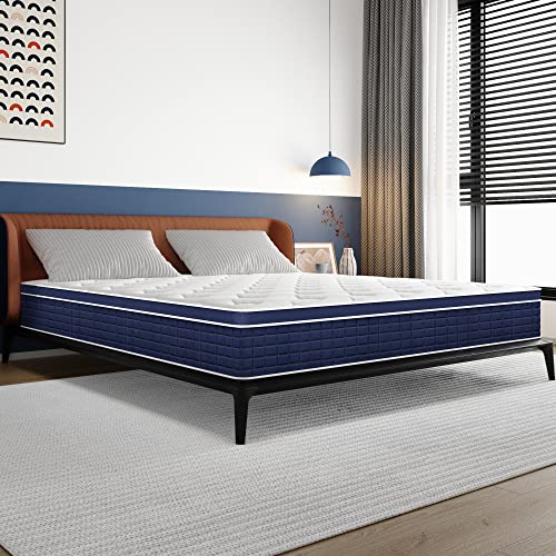 Sdoodo Queen Mattress, 10 Inch Hybrid Mattress with Memory Foam and Individual Pocket Springs, Medium Firm, Mattress in a Box