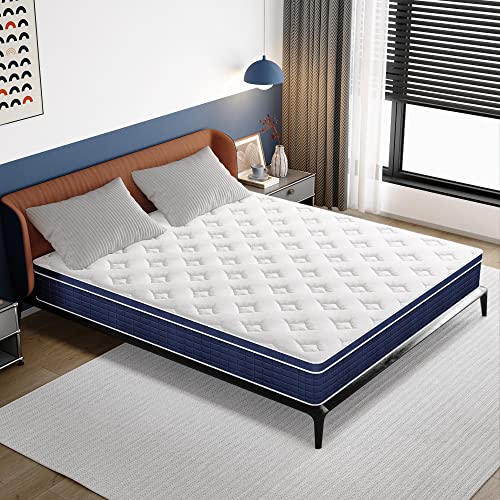 Sdoodo Queen Mattress, 10 Inch Hybrid Mattress with Memory Foam and Individual Pocket Springs, Medium Firm, Mattress in a Box