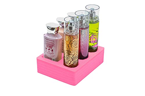Polar Whale 2 Lotion and Body Spray Stand Organizers Tray Pink Durable Foam Washable Waterproof Insert for Home Bathroom Bedroom Office 7.5 x 6 x 2 Inches 6 Slots 2pc Pair Set
