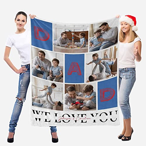 InterestPrint Personalized Dad Blanket from Daughter Son Wife, Grateful Love Birthday Gift Throws Blankets, Happy Father's Day Present Father Gifts Idea, 30 x 40 Inches