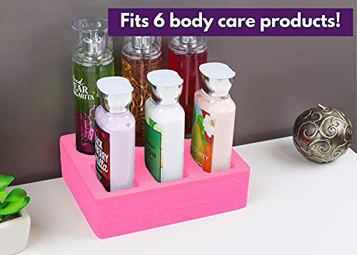 Polar Whale 2 Lotion and Body Spray Stand Organizers Tray Pink Durable Foam Washable Waterproof Insert for Home Bathroom Bedroom Office 7.5 x 6 x 2 Inches 6 Slots 2pc Pair Set