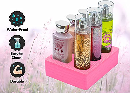 Polar Whale 2 Lotion and Body Spray Stand Organizers Tray Pink Durable Foam Washable Waterproof Insert for Home Bathroom Bedroom Office 7.5 x 6 x 2 Inches 6 Slots 2pc Pair Set