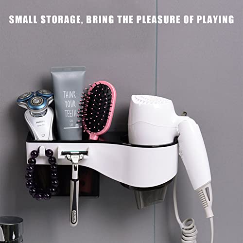 DREAMBOAT Hair Tool Organizer Wall Mount No Drilling Wall Mount Hair Dryer Holder Acrylic,Hair Organizer Storage Comb Bathroom Organizer Black