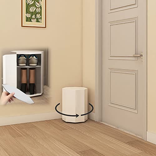 Shoe Rack Organizer, Rotating Shoe Cabinet Shoe Organizer Storage Display Rack Shoe Storage Cabinet, Slim Shoe Rack Narrow Standing Shoes Rack, Floor Standing Shelves, Space Saver ( Color : 43cm-White