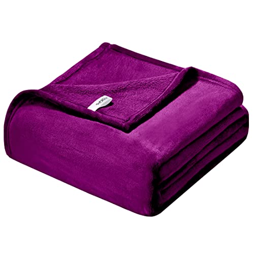 VANSILK Flannel Fleece Throw Blanket for Couch Purple 300 GSM, Lightweight Luxury Fuzzy Cozy Throws and Blankets for Sofa or Bed, Super Soft & Comfy (90x90 Inches)