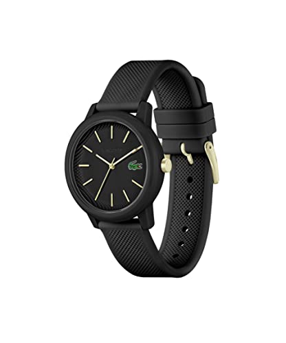 Lacoste 12.12 Women's Quartz Plastic and Silicone Strap Watch, Color: Black (Model: 2001212)