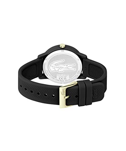 Lacoste 12.12 Women's Quartz Plastic and Silicone Strap Watch, Color: Black (Model: 2001212)