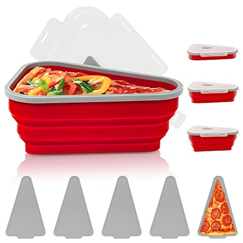 rgrfsdgx Adjustable Pizza Storage Container, Pizza Slice Container can be Microwaved and Reused, Pizza Slice Pack with 5 Heating Plates.