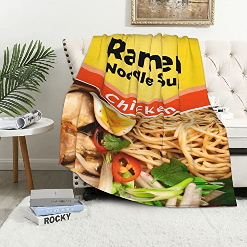 LASWEGA Ramen Blanket Ramen Chicken Flavor Noodle Soup Throw Blanket, Flannel Fleece Air Conditioning Quilt Best Gift Lightweight Cozy Plush Blanket for Sofa Chair Bedroom,60"x50"