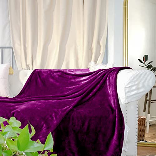 VANSILK Flannel Fleece Throw Blanket for Couch Purple 300 GSM, Lightweight Luxury Fuzzy Cozy Throws and Blankets for Sofa or Bed, Super Soft & Comfy (90x90 Inches)