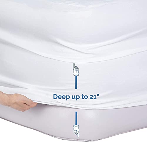 Bedecor Fitted Sheet for Air Mattress Inflate Without Disassembly Convenient & Firm Deep up to 21" White -California King
