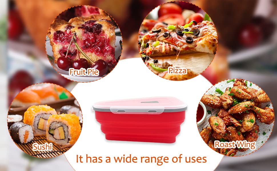 rgrfsdgx Adjustable Pizza Storage Container, Pizza Slice Container can be Microwaved and Reused, Pizza Slice Pack with 5 Heating Plates.