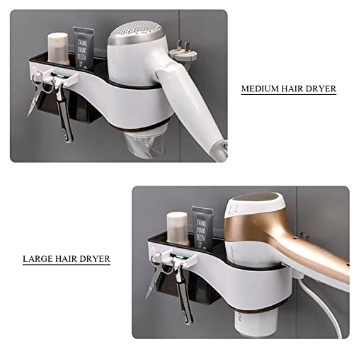 DREAMBOAT Hair Tool Organizer Wall Mount No Drilling Wall Mount Hair Dryer Holder Acrylic,Hair Organizer Storage Comb Bathroom Organizer Black