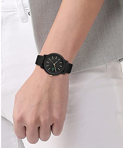 Lacoste 12.12 Women's Quartz Plastic and Silicone Strap Watch, Color: Black (Model: 2001212)