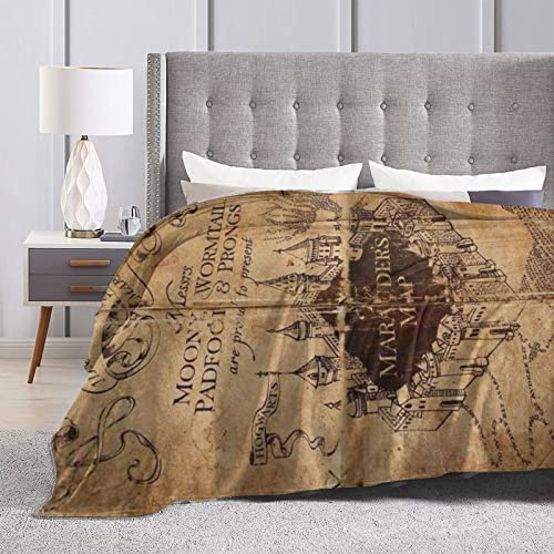 Fleece Throw Blanket for Couch Sofa or Bed, Mar-auders Map Soft Fuzzy Plush Blanket, Luxury Flannel Lap Blanket, Super Cozy and Comfy for All Seasons 80x60 inch