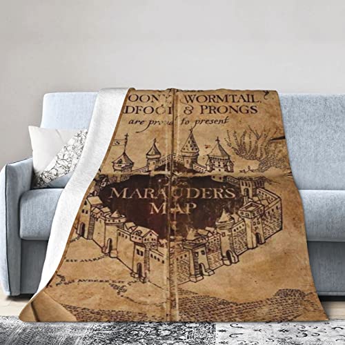 Fleece Throw Blanket for Couch Sofa or Bed, Mar-auders Map Soft Fuzzy Plush Blanket, Luxury Flannel Lap Blanket, Super Cozy and Comfy for All Seasons 80x60 inch