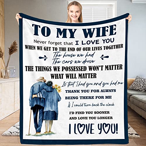 Valporia to My Wife Blanket Gifts for Wife from Husband Unique Wife Gifts from Husband Romantic Mothers’ Day Valentines’ Day Birthday Anniversary for Wife Stocking Stuffers for Wife