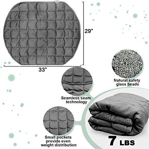 Weighted Lap Blanket, Weighted Lap pad 7lbs(33”x29'') for Adult Portable, Soft Material with Premium Glass Beads for Traveling, Sleeping Relax (Black)
