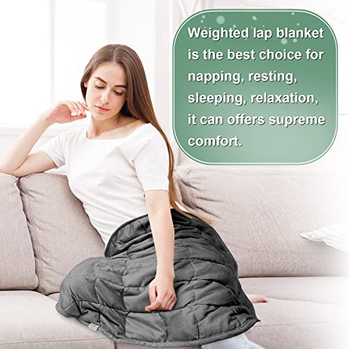 Weighted Lap Blanket, Weighted Lap pad 7lbs(33”x29'') for Adult Portable, Soft Material with Premium Glass Beads for Traveling, Sleeping Relax (Black)